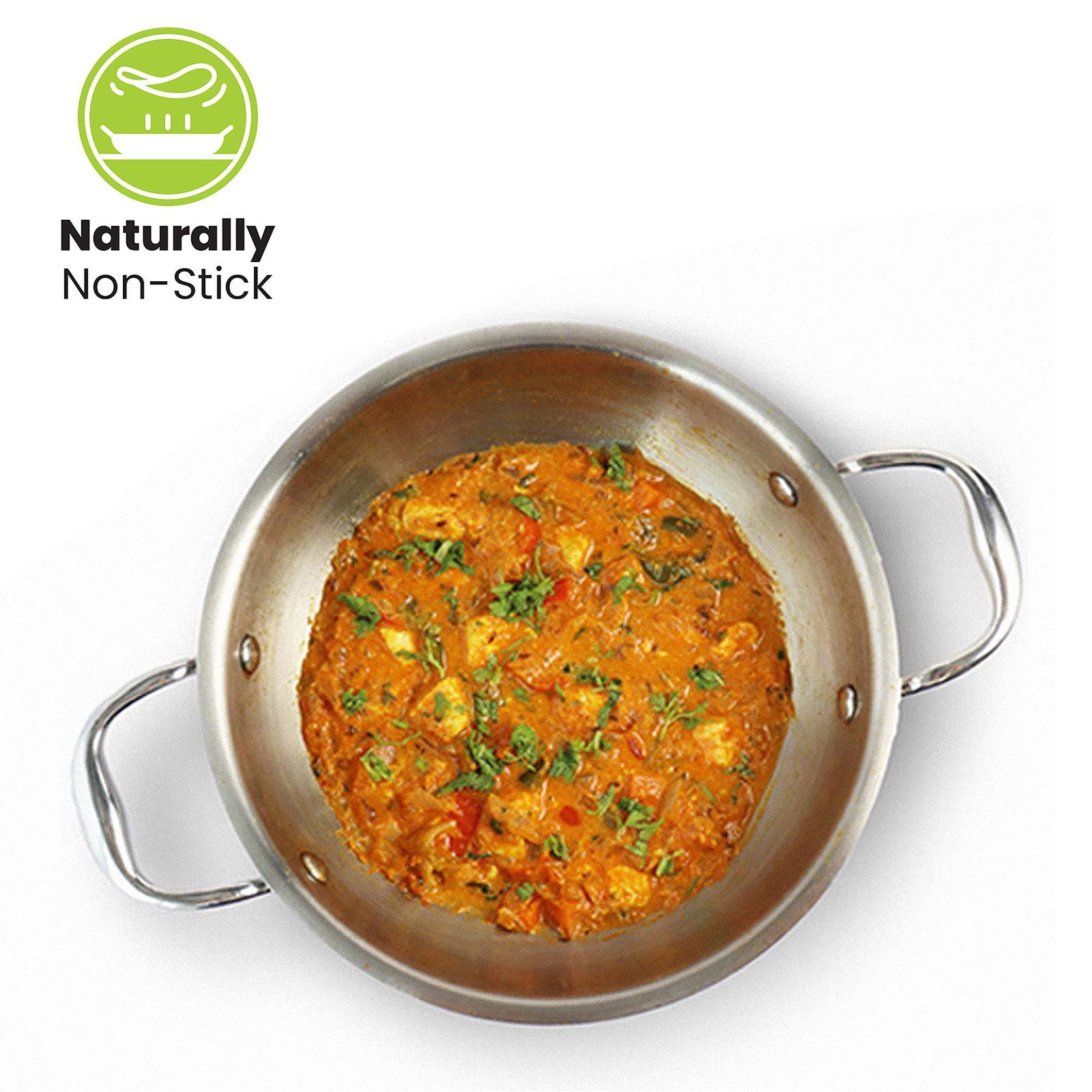 Allo CookSafe TriPly Stainless Steel Kadhai & Frypan 2pcs Combo Set of ...