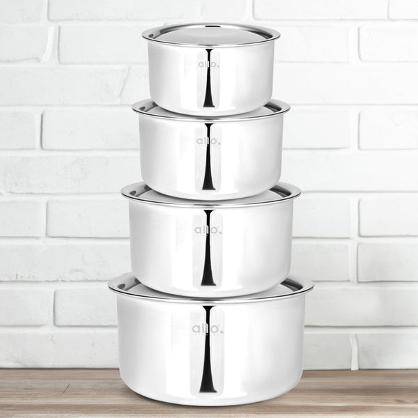 Allo CookSafe TriPly Stainless Steel Tope 4pcs Combo Set of – 1.1, 1.7 – Allo Innoware