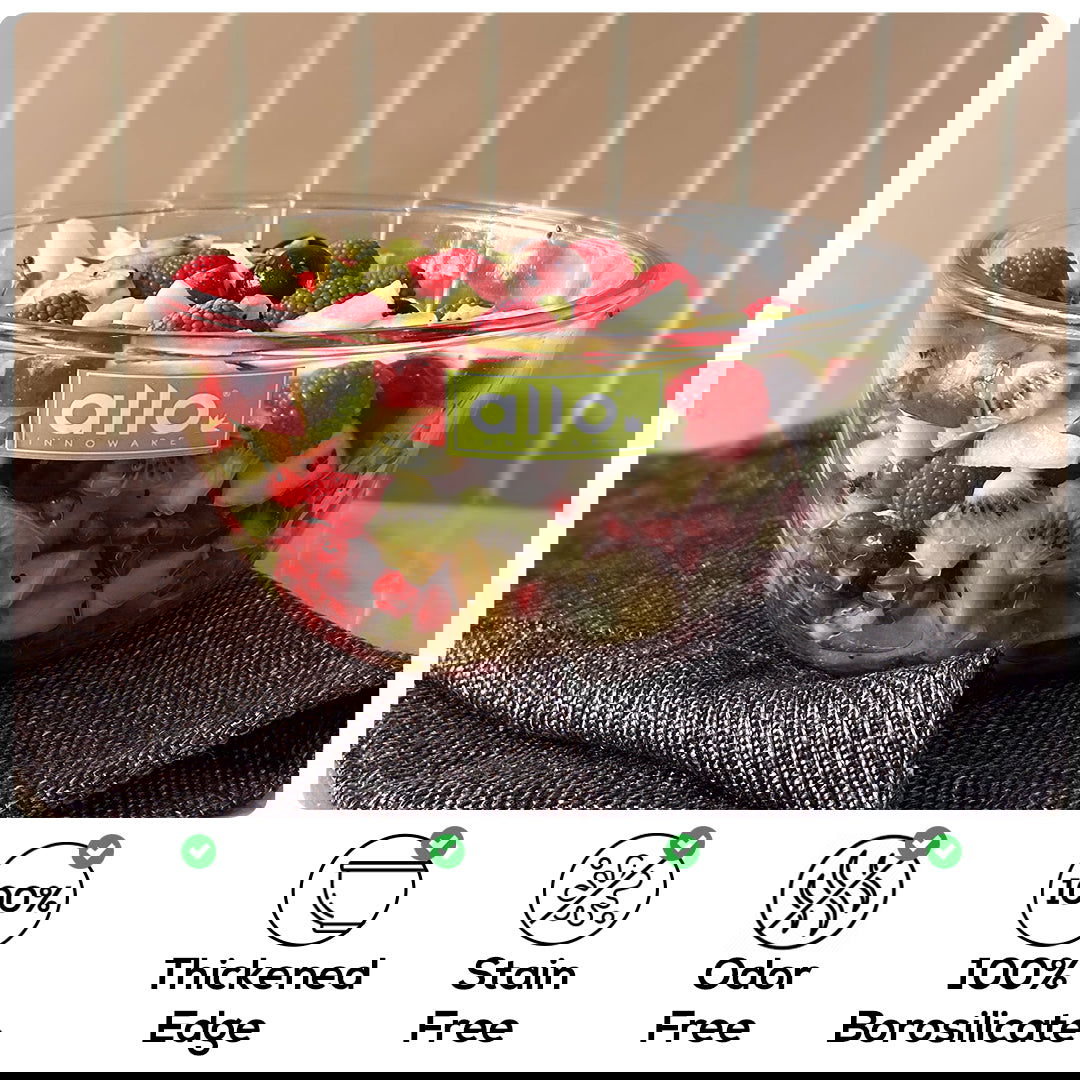 Allo Food Safe Borosilicate Glass Mixing & Serving Bowls for Kitchen ...