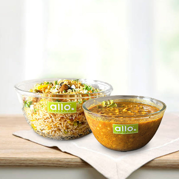 Allo Food Safe Borosilicate Glass Mixing & Serving Bowls for Kitchen ...
