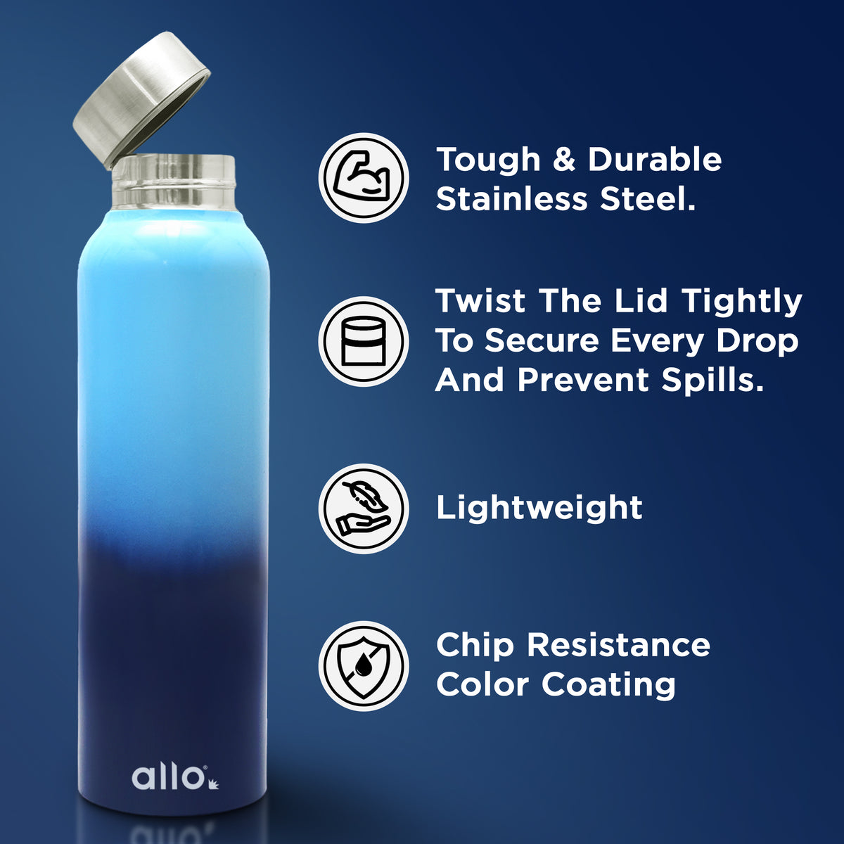 Allo Stainless Steel Water Bottle For Adults, Kids 1 Litre Water Bottl ...