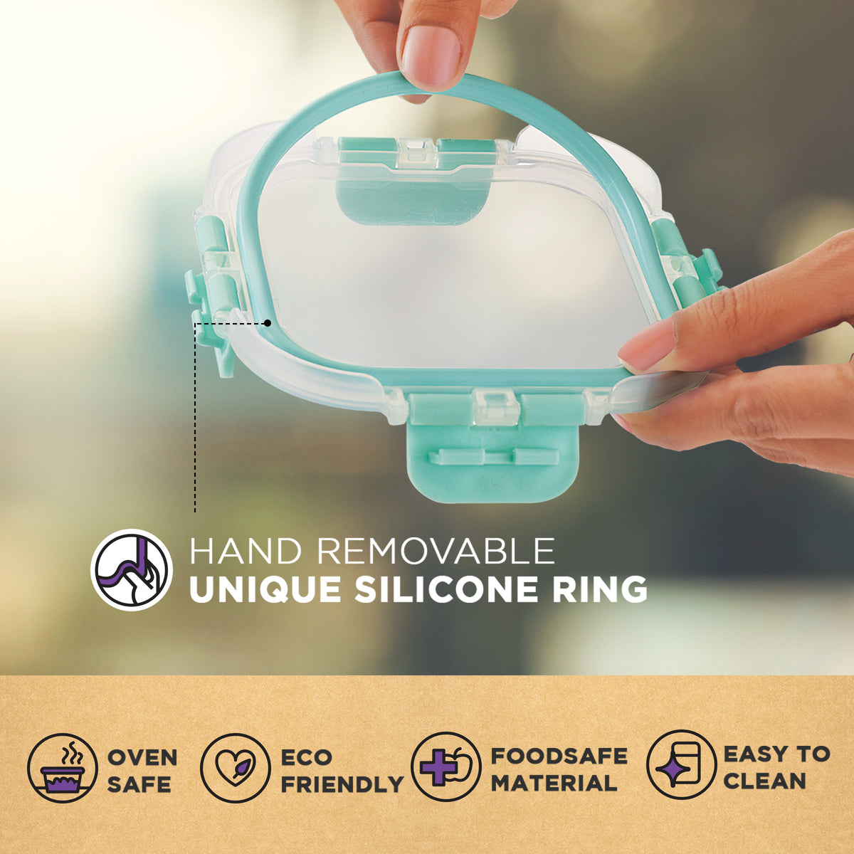 Allo Food Safe Glass Lunch Box with Break Free Detachable Lock, 450°C ...